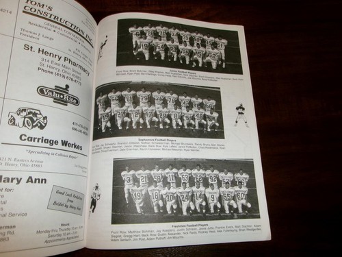 1998 ST. HENRY REDSKINS OHIO HIGH SCHOOL FOOTBALL PROGRAM | eBay