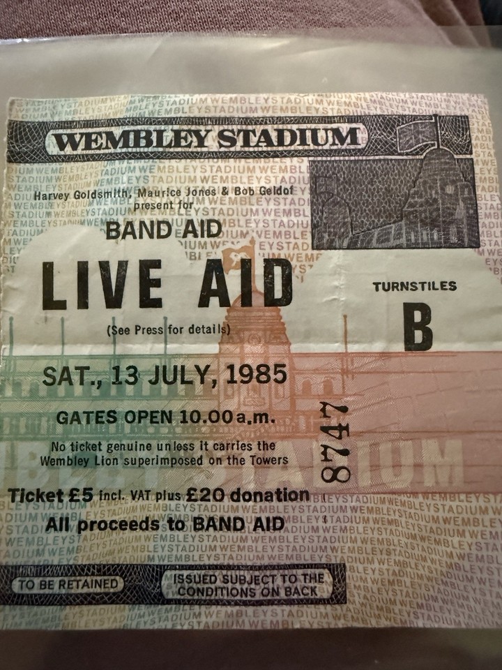 Ticket Stub From The 1985 Live Aid Concert Wembley Stadium London | eBay UK