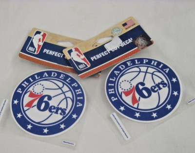 PHILADELPHIA 76ERS RED WHITE BLUE ROUND SET OF 2 PERFECT CUT 4" DECALS ...