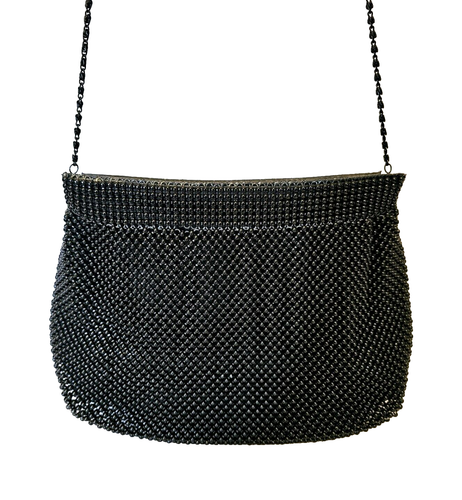 Vintage Bags By Marlo Black Metal Mesh Evening Shoulder Bag Purse Black Chain | eBay