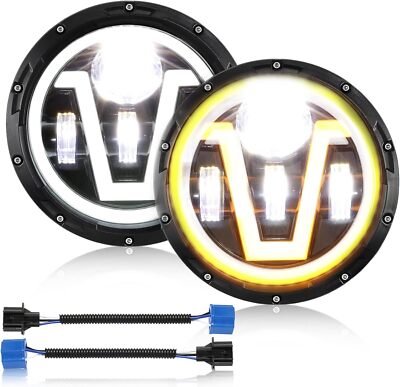 Pair 7" LED Headlights For Hummer Humvee m998 LMTV BMY M1045 M1078 M925 ...