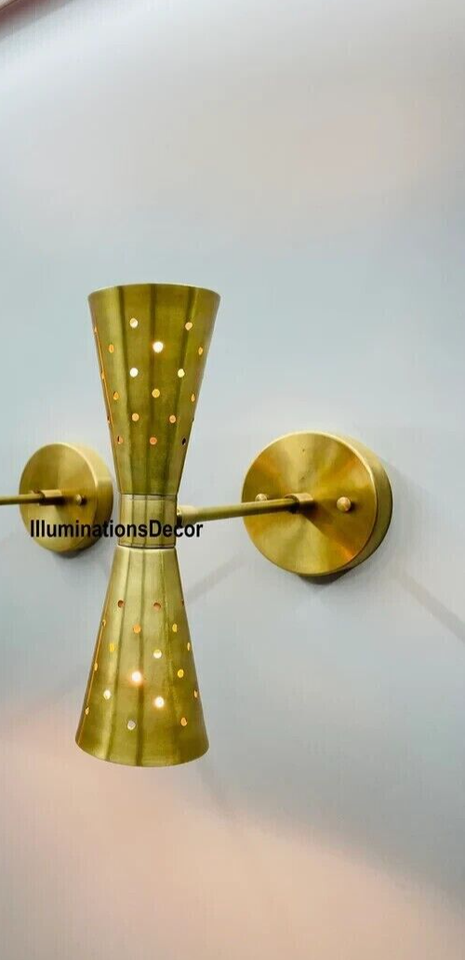 Pair Atomic 50's 60's Style mid-Century Modern Bow tie Dual Cone Wall ...