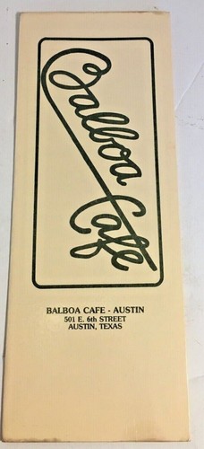 Vintage Restaurant Menu Balboa Cafe 6th Street Austin Texas | eBay