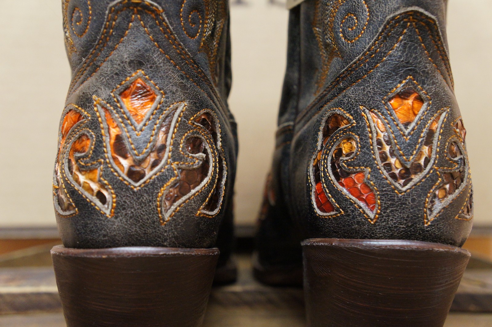 LADIES STETSON DISTRESSED BROWN BOOT WITH PYTHON INLAY! 12-021-6102 ...