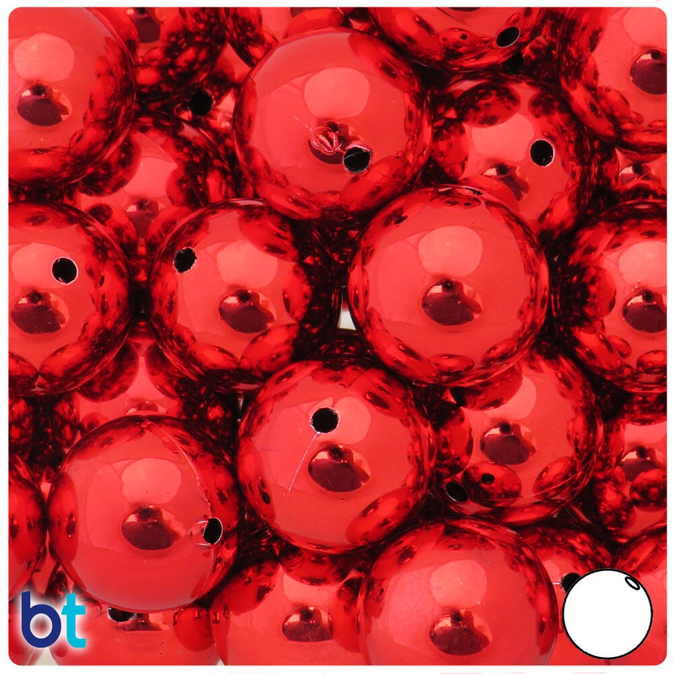 BeadTin Metallic 20mm Round Plastic Craft Beads (10pcs) - Color Choice ...