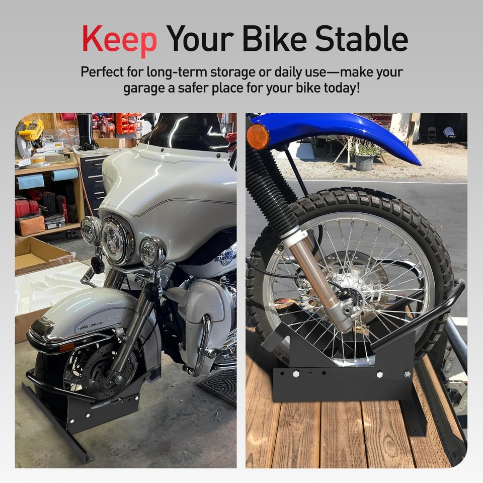 Motorcycle Front Wheel Chock Stand for Cruiser Sport Bike Trailer Tie ...