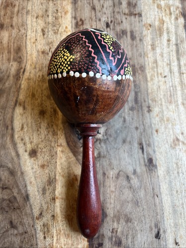 Wooden Maraca with Hand Painted Coconut Shell Percussion Musical ...