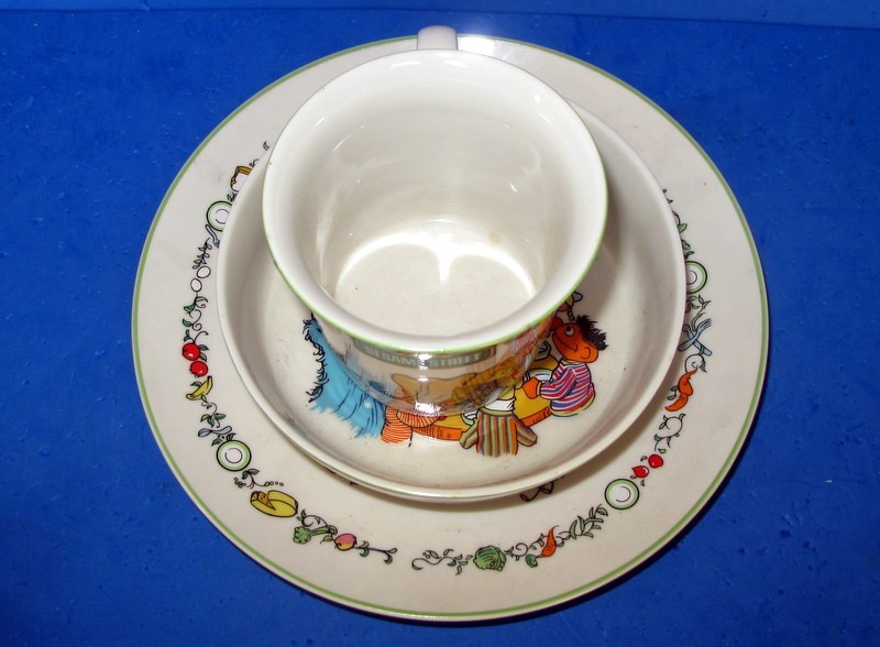 Vintage Gorham Fine China Sesame Street 3-Piece Dish Set - 1976 Muppets ...