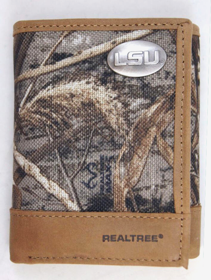 LSU Tigers Trifold Realtree Max-5 Camo & Leather Wallet w/ Concho - Zep ...