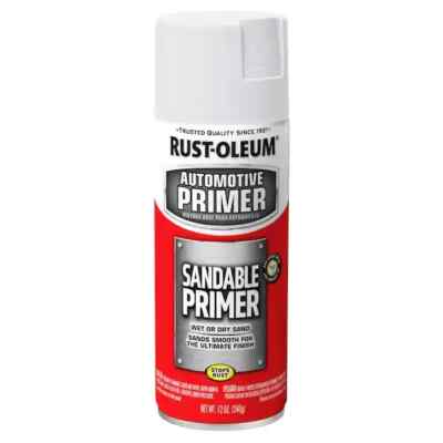 Rust-Oleum 12 oz White Sandable Primer Spray Paint Auto Metal Wood 6 ...