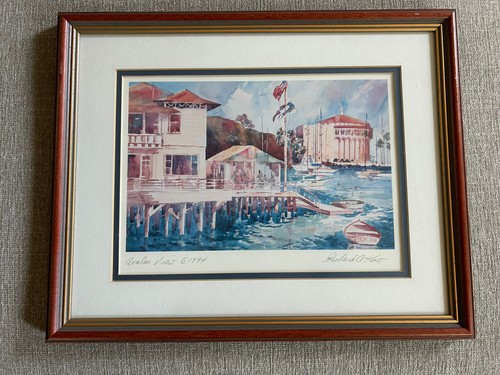 Framed Watercolor Art Print "Avalon View 1994" Catalina CA Signed ...