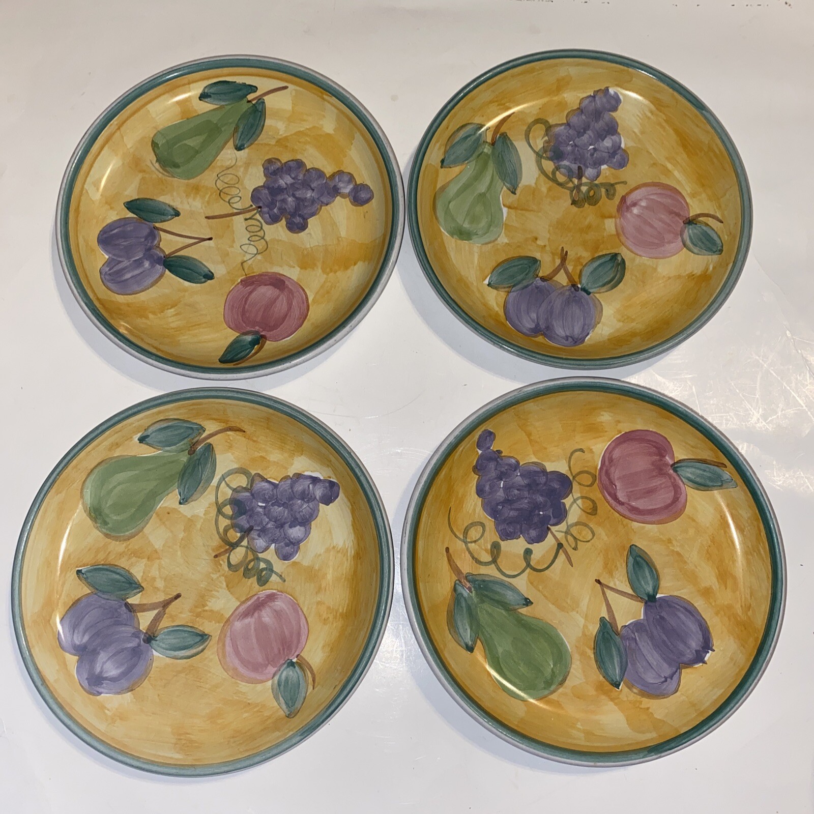 CALECA Dinnerware HandPainted Italian FRUTTA Lot 4 Fruit Salad Dessert ...