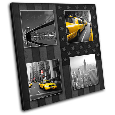 New York Yellow Taxi Flag City SINGLE TOILE murale ART Photo Print | eBay