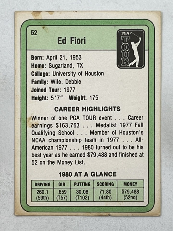 Ed Fiori 1981 Donruss Golf Stars RC #52 Sports Trading Card | eBay