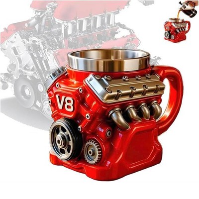 V6 Engine Mug, Retro Engine Coffee Mug, V8 Engines Cup, 3D Mechanical ...
