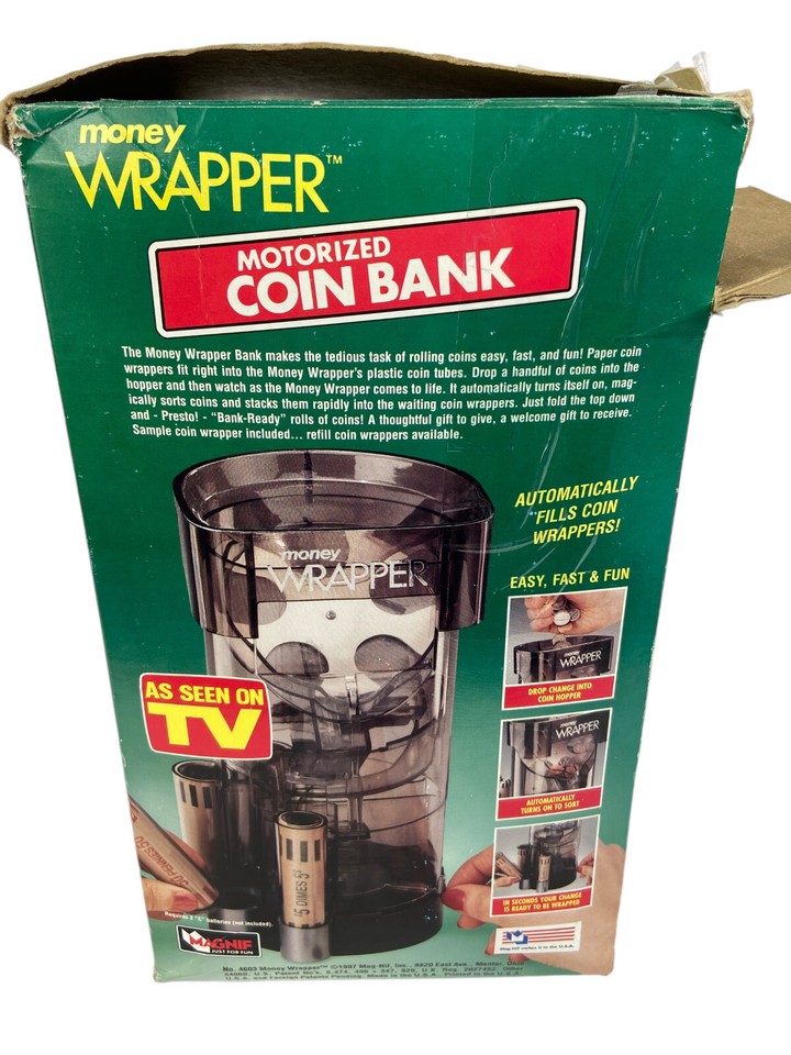 Mag-Nif Money Wrapper Motorized Coin Bank Fills Coin Wrappers Change ...