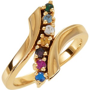 14K Solid Gold Mother's Day Ring 1 to 7 Birthstones, Moms family ...