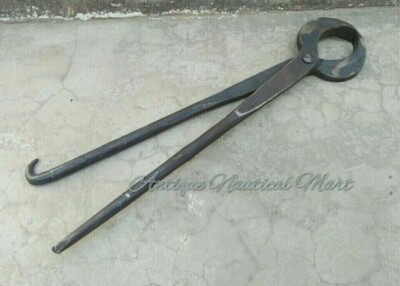 Antique style Tong 14'' Heavy Iron Antique Sandasi Tong Blacksmith Iron ...