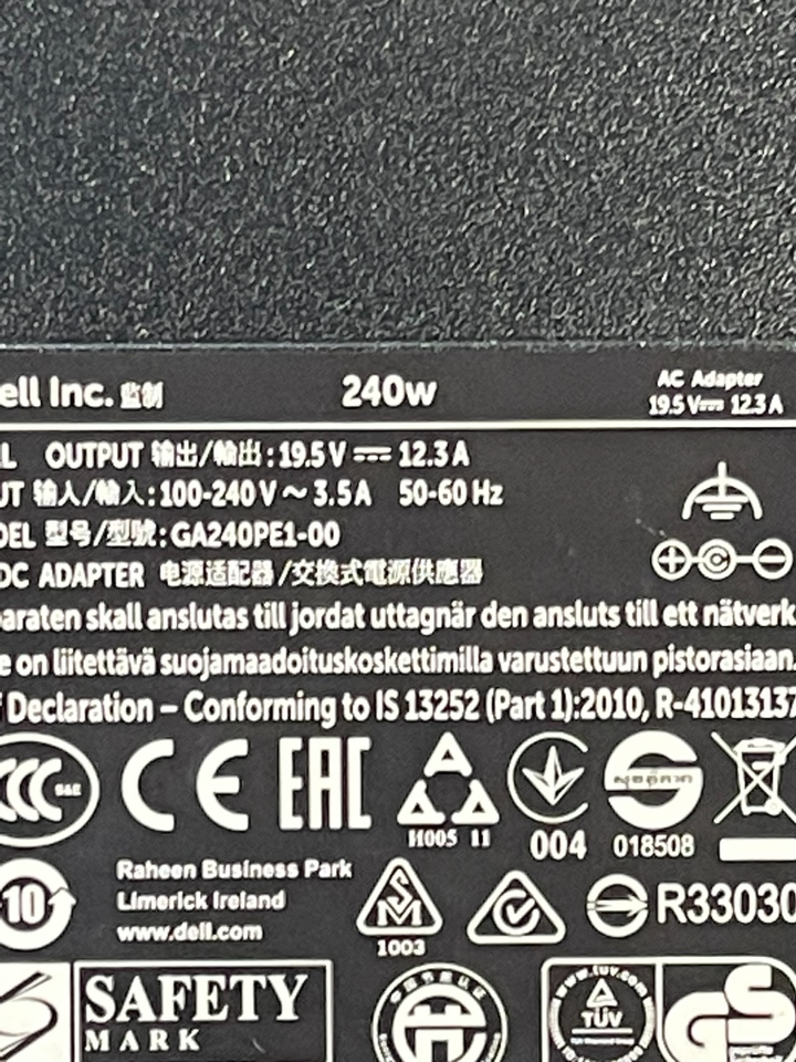 Dell LOT 10 240W Big Barrel AC Adapter 19.5V 12.3A Genuine Power Supply ...