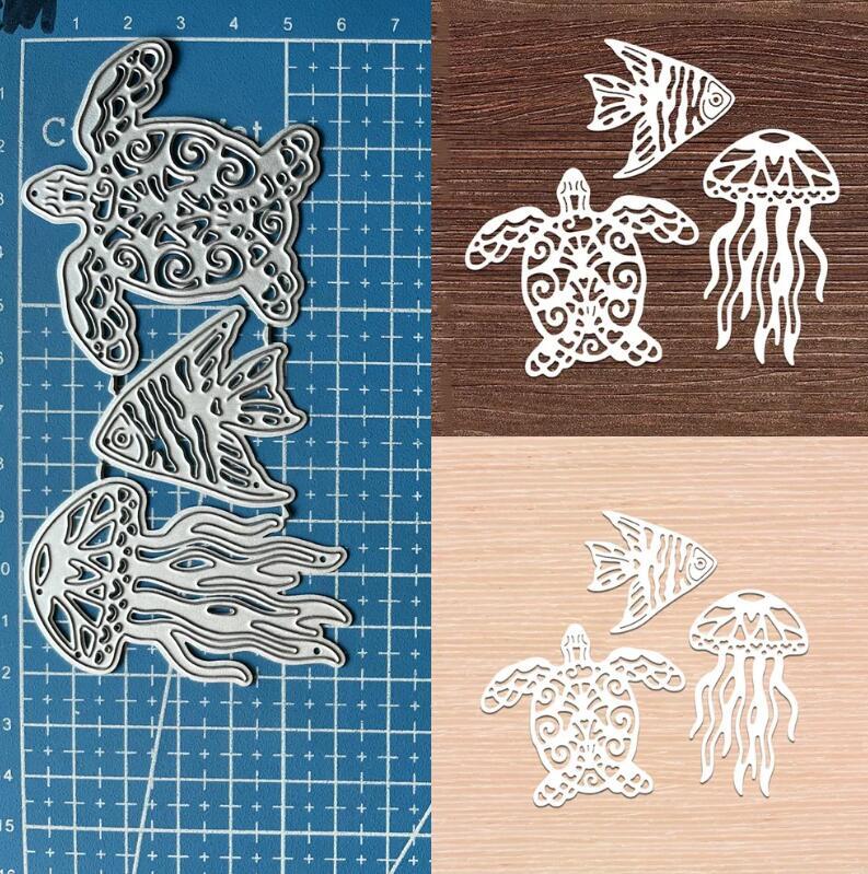 Metal Cutting Dies Turtle Jellyfish Scrapbooking Embossing Paper Card ...