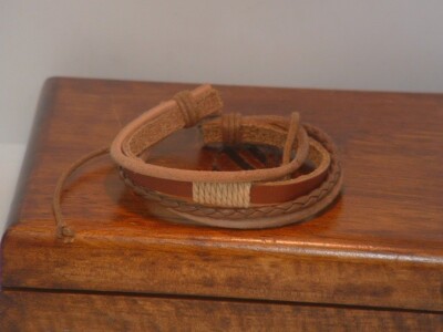 New Leather Brown 3 Layer String Tie Fashion Bracelet | eBay