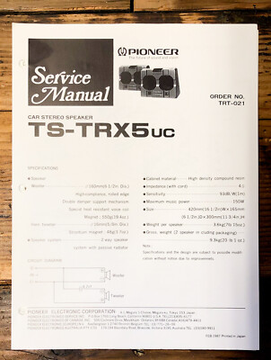 Pioneer TS-TRX5 Speaker Service Manual *Original* | eBay