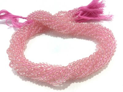 5-100 Strand Rose Pink Quartz Rondelle Faceted 4-4.5mm Hydro Beads 13 ...