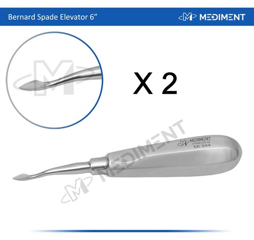 2 X Dental Surgery Elevator Bernard Spade 6'' Length Root Extraction ...