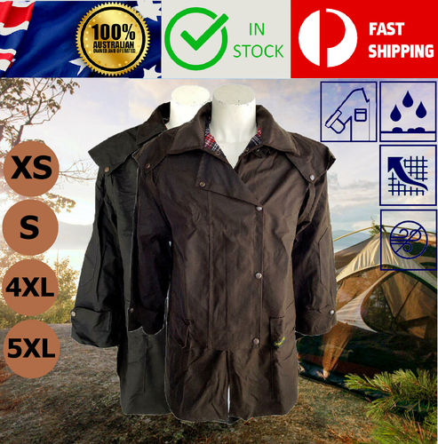 XS S 4XL Australian Made Oilskin Jacket Coat 3/4 Stockman Outdoor ...