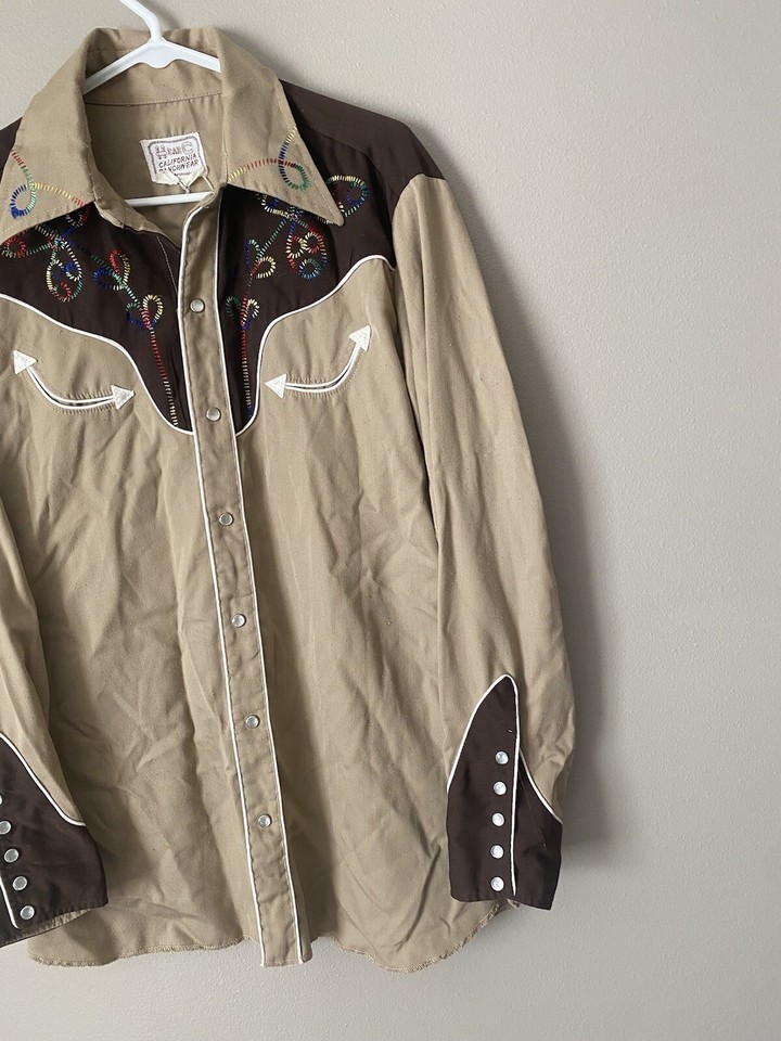 VTG H BAR C RANCHWEAR WESTERN SHIRT SIZE L/XL USA MADE PEARLSNAP ...