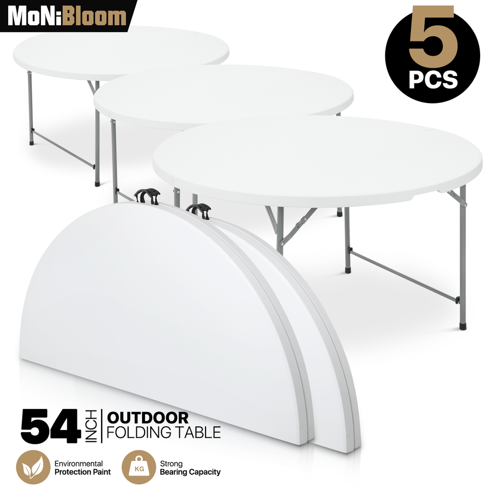 5 Pack[FOLDABLE ROUND DINING TABLE]Outdoor Barbeque Portable Camping ...
