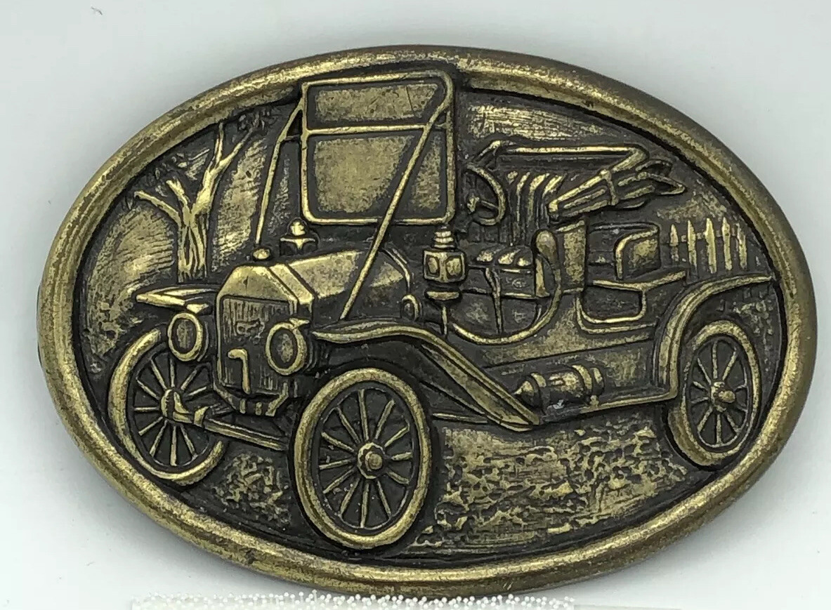 Vintage Avon Ford Model T Car Brass Belt Buckle Oval … - Gem