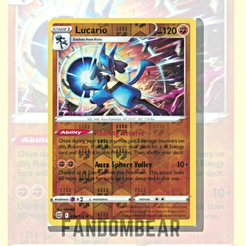 Lucario REVERSE HOLO RARE CARD - 79/172 Brilliant Stars 2022 Pokemon ...