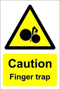 Caution Finger Trap sign - Self adhesive vinyl 150mm x 100mm ...