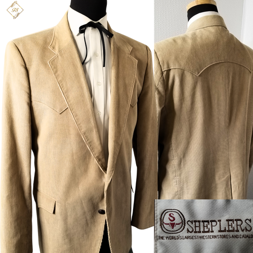 Sheplers Western Yoke Men Blazer 48L Sport Coat Corduroy Jacket Cowboy ...