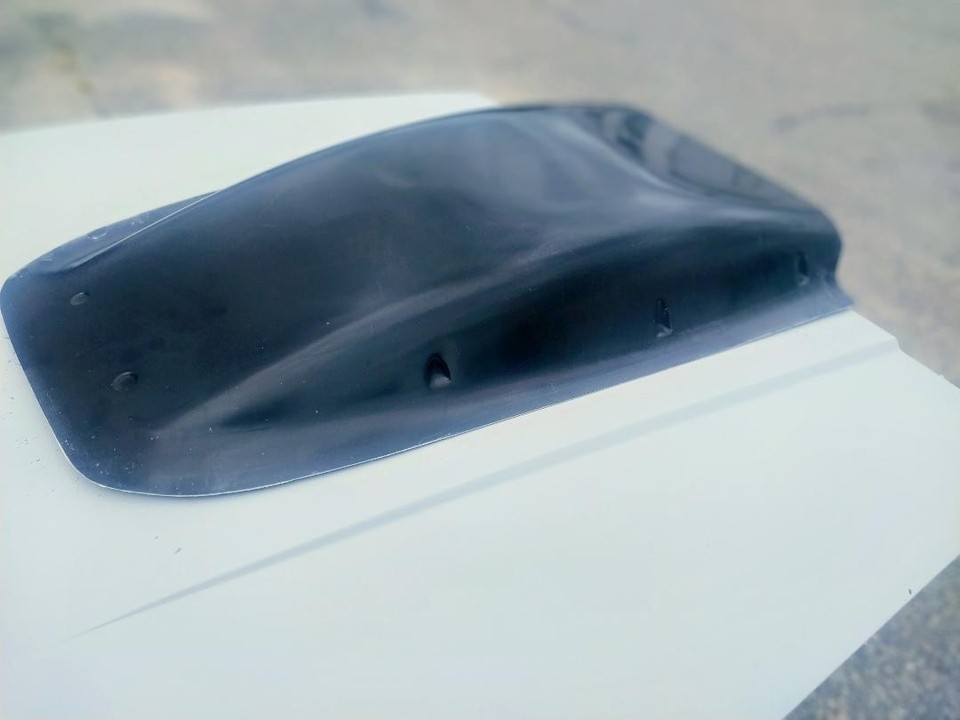 Bolt On Bubble Hood Scoop Black gelcoat fiberglass 4" Mustang Fox Body ...