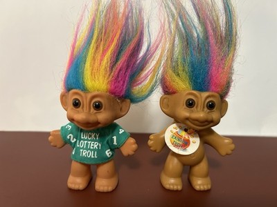 2 Vintage Russ 3” Troll Dolls—Lucky Lottery Rainbow Trolls | eBay