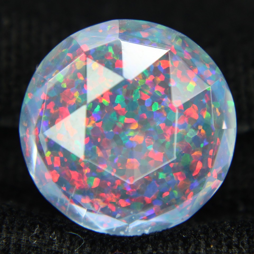 15 Ct Round Shape Fire Opal Triplet Multi Color Loose Gemstones ...