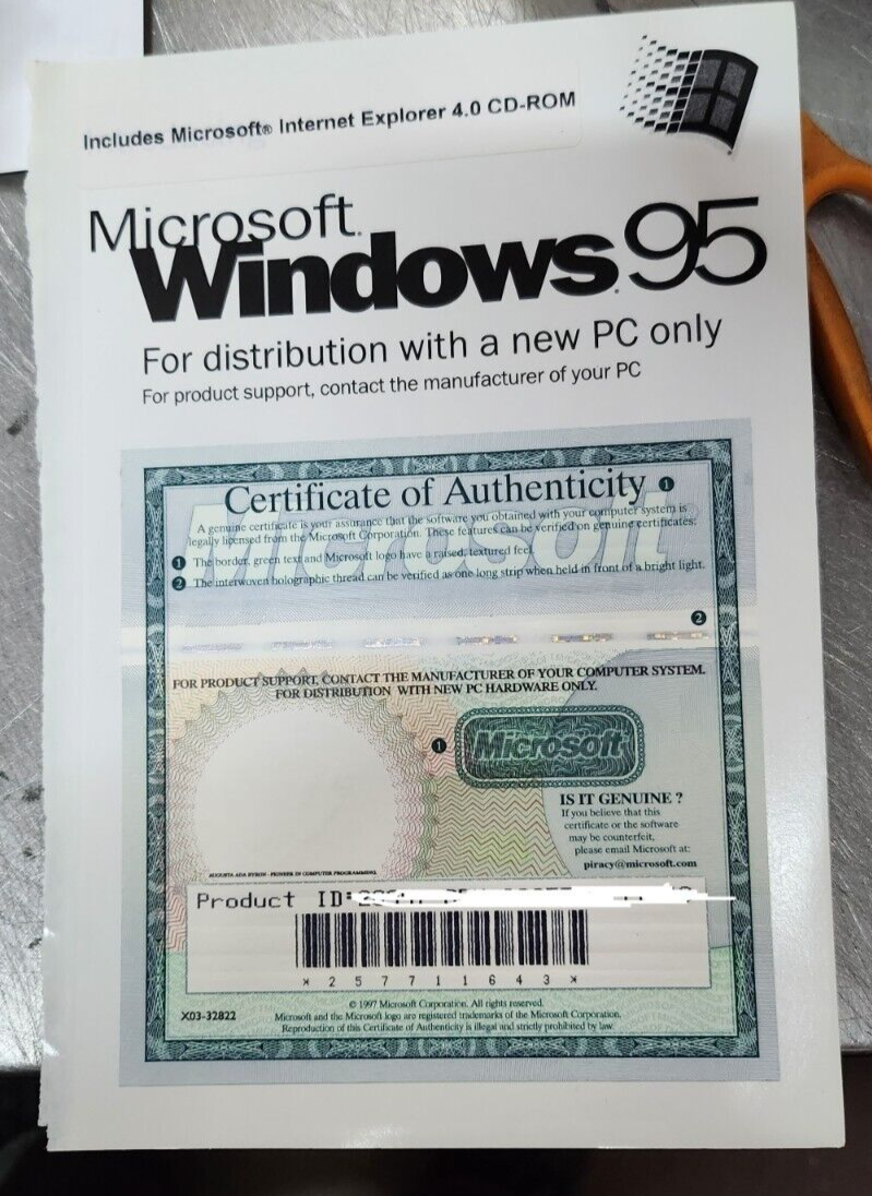 Microsoft Windows 95 OEM - COA ONLY! | eBay