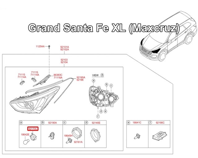Hyundai OEM 13-15 Santa Fe-headlight Headlamp Socket 921613R010 for ...