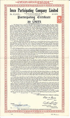 LONDON Imco Participating Co LTD Stock Certificate 1936 International Match Co | eBay