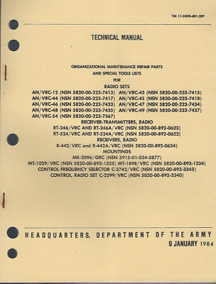 Historical book Radio Sets AN/VRC-12 series, Organizational Maint ...