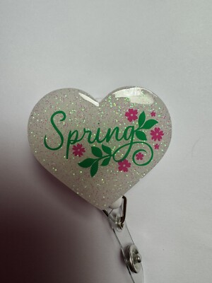 Retractable Badge Reel Spring Flowers On Sparkle Background | eBay