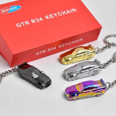 Seeker 1:87 Nissan GTR R34 Chain keychain electroplated alloy car model ...