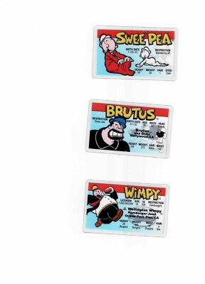 Brutus , Wimpy,Eugene the Jeep of Popeye the SAILOR MAN plastic Drivers ...