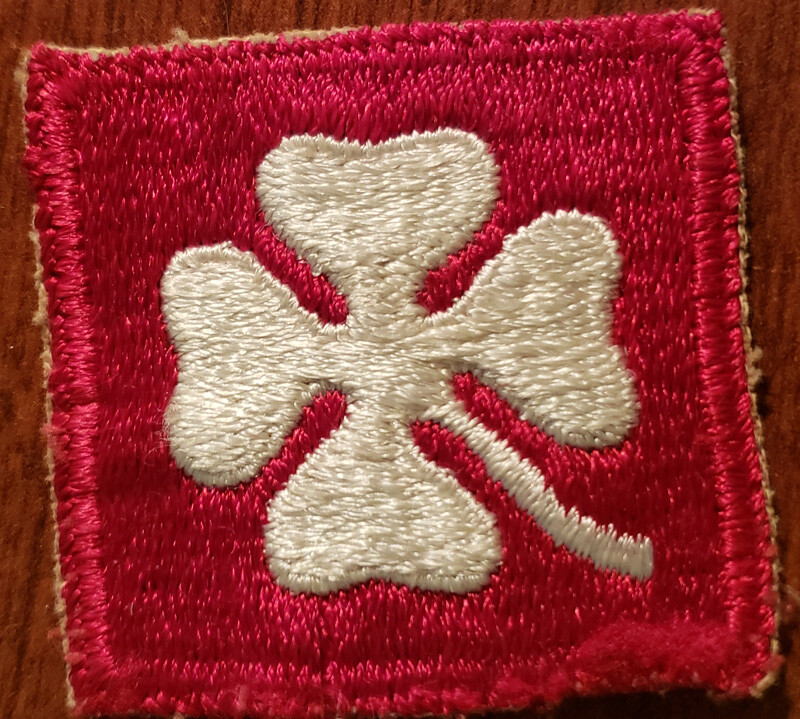 Vintage 4th US Army Post WWII Shoulder Patch White 4 Leaf Clover on Red ...