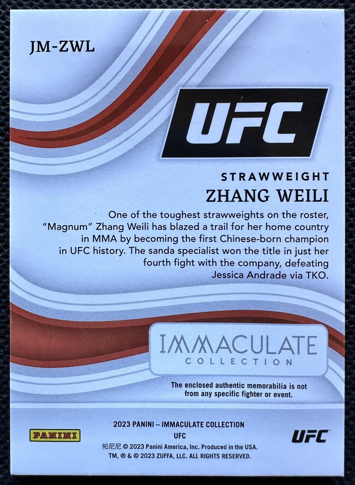 2023 IMMACULATE UFC ZHENG WEILI JERSEY VENUM VENOM PATCH /16 | eBay