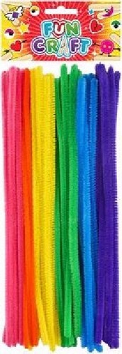 30 x fluffy Pipe Cleaners Coloured 30cm Chenille Sticks 6 Bright ...