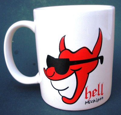Hell Michigan Coffee Mug Red Devil Wearing Sunglasses Demon Ceramic Cup ...