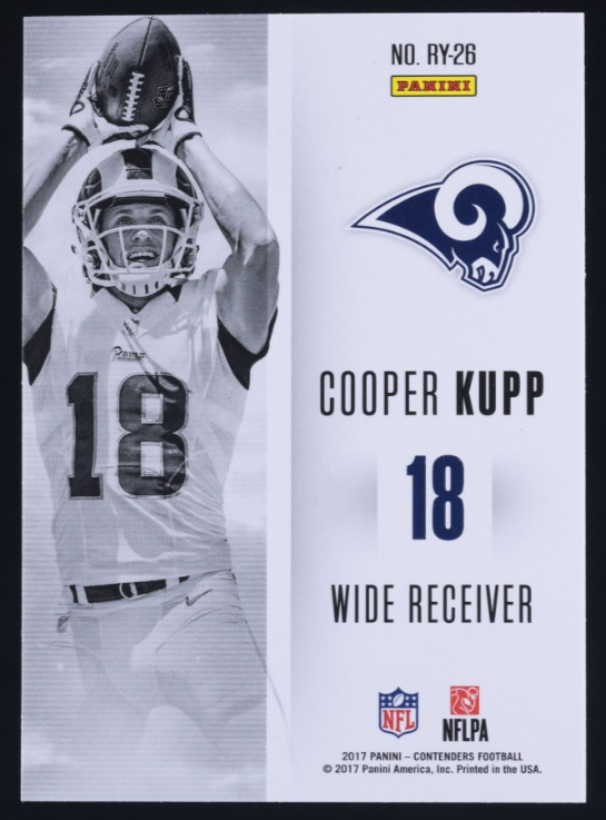 Cooper Kupp ROOKIE 2017 Panini Contenders ROY Contenders #RY-26 (SB LVI ...